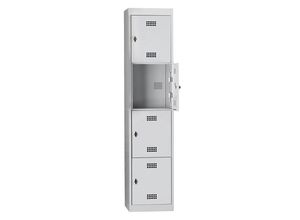 4250618203256 - 4er-Schließfachschrank Hamburg 1 Abteil 4 Fächer Höhe 410 mm Breite 400 mm Grundelement lichtgrau   lichtgrau Wolf