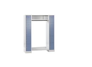4250618217185 - Schließfachgarderoben-System 10 Fächer außen 10 Kleiderbügel Gesamtbreite 1470 mm Fachbreite 298 mm taubenblau lichtgrau