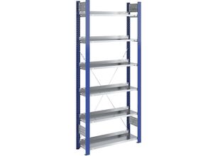4250623705042 - Ordner-Steckregal einseitig Höhe 2000 mm BxT 750 x 300 mm Grundregal blau   verzinkt hofe
