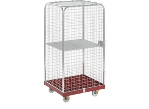 4260316440563 - Rollbehälter SAFE HxBxT 1550 x 720 x 810 mm Rollplatte rot kaiserkraft