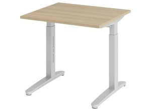 4032062168295 - eurokraft pro ANNY - Schreibtisch mit C-Fußgestell höhenverstellbar 650 - 850 mm Breite 800 mm Eiche   alusilber