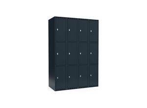 7042424604665 - 3er-Schließfachschrank Fydor 4 Abteile grau B 1200 mm 4 Abteile flache Dachform Vorhängeschloss kaiserkraft