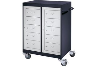 8697837509398 - Laptop-Wagen 10 Fächer schwarzgrau   lichtgrau kaiserkraft