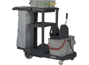 4260206875321 - Servicewagen PuriX mit 4-Eimersystem Mopp-Presse Mülltrennung gummierte Räder kaiserkraft