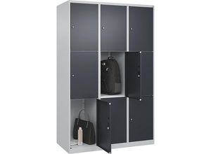 4067521352366 - 3er-Schließfachschrank Classic PLUS 3 Abteile lichtgrau   grau B 1200 mm 9 Fächer mit Bodengleitern C+P