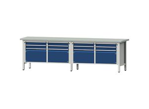 4014641091859 - Werkbank Breite 2800 mm Gestellbauweise 4 Türen 8 Schubladen Stahlblechbelagplatte ANKE