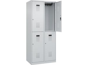 4067521995914 - Doppelstock-Spind Evolo PLUS 2 Abteile lichtgrau B 800 mm mit Bodengleitern Zylinderschloss C+P