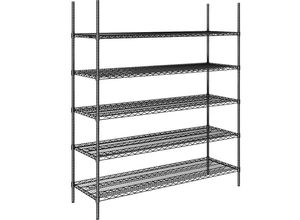 4061753091284 - Stahldraht-Gitterregal schwarz Fachlast 250 kg BxT 1520 x 610 mm Grundregal Höhe 1880 mm 5 Fachböden kaiserkraft