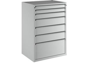 4014641114688 - Schubladenschrank BxT 910 x 675 mm Schubladentraglast 100 kg 7 Schubladen Höhe 1280 mm Front lichtgrau ANKE