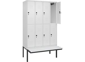 4066681803046 - Doppelstock-Spind Classic PLUS Sitzbank 4 Abteile verkehrsweiß B 1200 mm Sicherheits-Drehriegel auskragend Kunststoff C+P