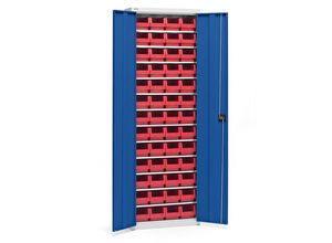 4061753277152 - eurokraft pro Materialschrank mit Lagerkästen Höhe 2000 mm 12 Fachböden lichtgrau   enzianblau