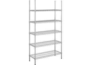 4061753092007 - Stahldraht-Gitterregal verchromt Fachlast 150 kg BxT 910 x 460 mm Grundregal Höhe 1880 mm 5 Fachböden kaiserkraft