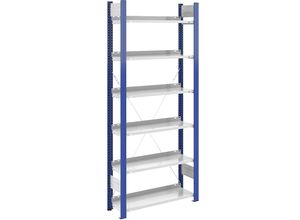 4250623705967 - Ordner-Steckregal einseitig Höhe 2000 mm BxT 750 x 300 mm Grundregal blau   grau hofe
