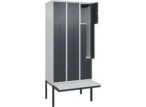 4067521115701 - Z-Spind Classic PLUS Sitzbank 3 Abteile lichtgrau   grau B 900 mm Zylinderschloss auskragend Kunststoff C+P