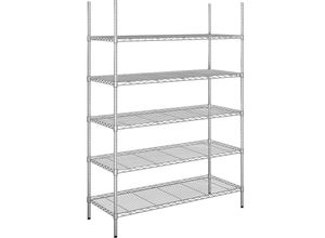4061753091642 - Stahldraht-Gitterregal verchromt Fachlast 100 kg BxT 1220 x 610 mm Grundregal Höhe 1880 mm 5 Fachböden kaiserkraft