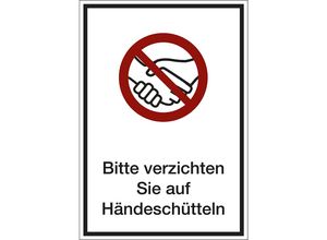 4061466098402 - Kombizusatzschild mit Text für Verbotszeichen Auf Händeschütteln verzichten VE 10 Stk Folie LxHxT 130 x 185 x 01 mm kaiserkraft