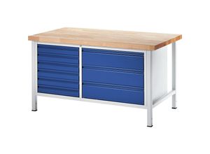 4040376982537 - Werkbank Gestellbauweise 6 Schubladen Größe L 3 Schubladen Größe XL Tiefe 900 mm Breite 1500 mm RAU