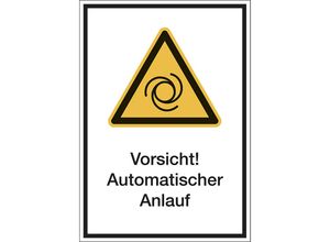 4061466040845 - Kombischilder mit Text für Warnkennzeichen Vorsicht! Automatischer Anlauf VE 10 Stk Folie LxH 210 x 297 mm kaiserkraft