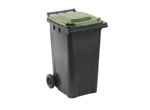 4061753288363 - Mülltonne DIN EN 840 Volumen 240 l BxHxT 580 x 1100 x 740 mm anthrazit Deckel grün kaiserkraft