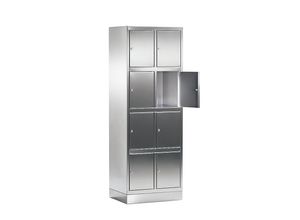4021177924285 - 4er-Schließfachschrank aus Edelstahl 2 Abteile mit Bodensockel kaiserkraft