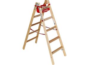 4003311154055 - Holz-Stehleiter mit Komfort-Breitsprossen beidseitig begehbar 2 x 5 Sprossen kaiserkraft