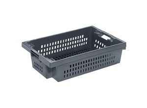 4004950701808 - Drehstapelbehälter aus HDPE Volumen 25 l Wände und Boden geschlossen grau kaiserkraft