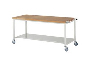 4061753265517 - eurokraft pro Fahrbare Werkbank Serie 8000 Gestellbauweise 1 Ablageboden BxT 2000 x 900 mm