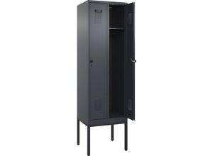 4068192200727 - Spind Evolo PLUS 2 Abteile grau B 600 mm mit schmalen Füßen Drehriegel C+P