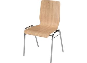 4250709200522 - Holzschalenstuhl NUKI Gestell verchromt VE 4 Stk Holz Buche natur kaiserkraft