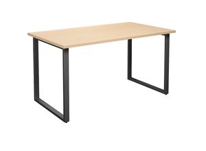 4061753262745 - Mehrzwecktisch DUO-O gerade Platte Tiefe 800 mm Breite 1400 mm Birke   schwarz kaiserkraft