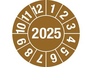 4061466088090 - Prüfplakette Jahreszahl 4-stellig Dokumentenfolie Ø 15 mm 2025 braun kaiserkraft