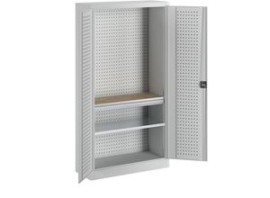 4061753283986 - Werkzeugschrank mit Lochprägung 1 Schublade 1 Fachboden 1 Arbeitsplatte Türen lichtgrau kaiserkraft
