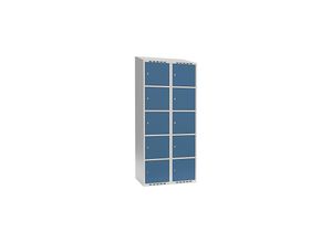 7042424847062 - 5er-Schließfachschrank Fydor 2 Abteile lichtgrau   brillantblau B 800 mm 2 Abteile schräge Dachform Zylinderschloss kaiserkraft