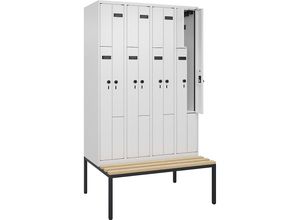 4068192934776 - Z-Spind Evolo PLUS Sitzbank 4 Abteile weiß B 1200 mm Sicherheits-Drehriegel mit untergebauter Sitzbank Buche kaiserkraft