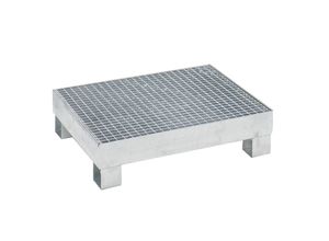 4061753035202 - eurokraft basic Auffangwanne für 60 l LxBxH 800 x 900 x 220 mm mit Zulassung feuerverzinkt mit Gitterrost