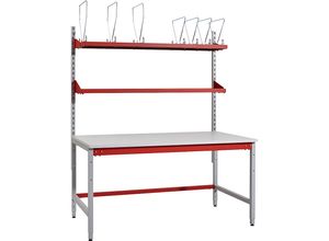 8719806016123 - Packtisch komplett BASIC mit Aufsatzholmen Karton-Magazinboard und Ablageboard HxBxT 780 x 1600 x 900 mm kaiserkraft