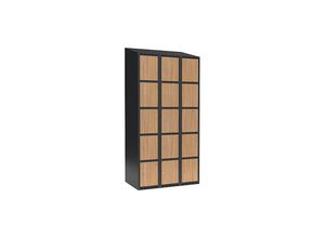 7042424848960 - 5er-Schließfachschrank Fydor 3 Abteile grau   Eiche B 900 mm 3 Abteile schräge Dachform Zylinderschloss kaiserkraft