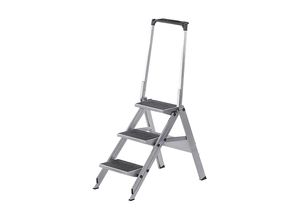 4260270953116 - Alu-Klapptreppe Stufen Alu mit PVC-Belag mit Sicherheitsbügel 3 Stufen kaiserkraft