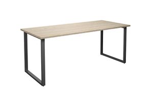 4061753263162 - Mehrzwecktisch DUO-O gerade Platte Tiefe 800 mm Breite 1800 mm Eiche   schwarz kaiserkraft