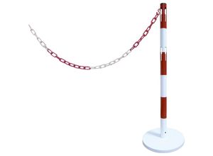 3321369958236 - Absperrpfosten-Anbauset mit Kette 1 Pfosten 25 m Kette rot   weiß VISO