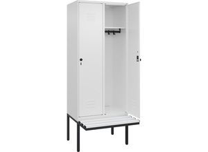 4066681786530 - Spind Classic PLUS Sitzbank 2 Abteile verkehrsweiß B 800 mm Sicherheits-Drehriegel auskragend Kunststoff C+P
