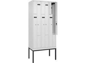 4068192996446 - Z-Spind Evolo PLUS 3 Abteile weiß B 900 mm 6 Fächer mit schmalen Füßen Zylinderschloss kaiserkraft