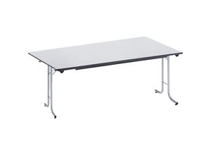 3700245510858 - Klapptisch mit abgerundeten Kanten Rundrohr-Gestell Plattenform rechteckig 1600 x 800 mm Gestell alufarben Platte lichtgrau kaiserkraft