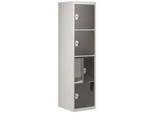 4061753005991 - eurokraft basic 4er-Schließfachschrank Venlo 1 Abteil lichtgrau   basaltgrau Breite 450 mm Grundelement Zylinderschloss
