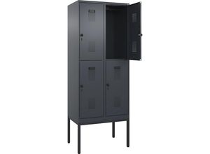 4068192200833 - Doppelstock-Spind Evolo PLUS 2 Abteile grau B 800 mm mit schmalen Füßen Drehriegel C+P