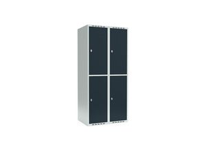 7042423061339 - Doppelstock-Spind Fydor 2 Abteile lichtgrau   grau B 800 mm 2 Abteile flache Dachform Vorhängeschloss kaiserkraft