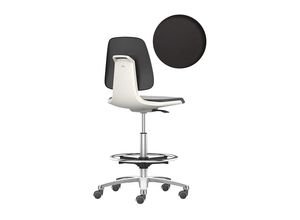 4016849597119 - Arbeitsdrehstuhl LABSIT Hochstuhl mit Sitz-Stopp-Rollen und Fußring Sitz aus PU-Schaum weiß bimos