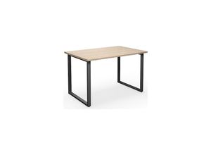 4061753262622 - Mehrzwecktisch DUO-O gerade Platte Tiefe 800 mm Breite 1200 mm Eiche   schwarz kaiserkraft