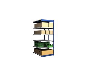 4250623731713 - Stabil-Steckregal doppelseitig Regalhöhe 2500 mm blau verzinkt Bodenbreite 1025 mm Anbauregal Breite x Tiefe 1025 x 600 mm hofe