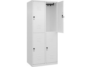 4067521357774 - Doppelstock-Spind Classic PLUS 2 Abteile verkehrsweiß HxB 1850 x 800 mm mit Bodengleitern Drehriegel C+P